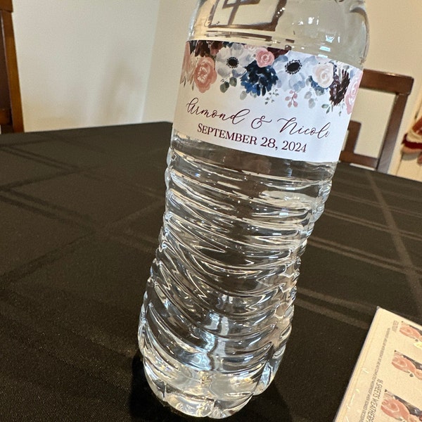 Printable OR Printed Floral Water Bottle Labels With Your Choice of ...