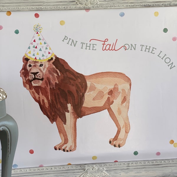 Pin the Tail on the Lion, Party Animals Games | Printable DIY, Instant ...