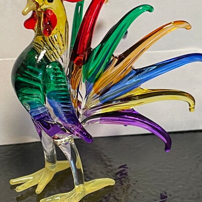 ZOOCRAFT Whimsical Glass Chicken Figurine A Playful Accent - Etsy