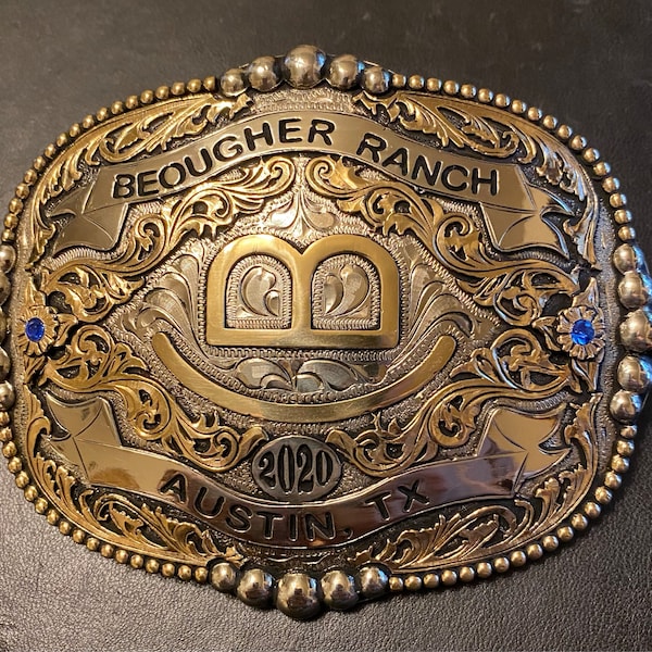 Trophy Western Belt Buckle - Custom Made - German Silver - Hand ...