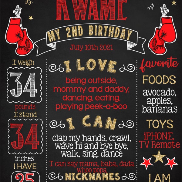 Boxing Birthday Milestone - Boxer Themed Party Poster - Editable ...