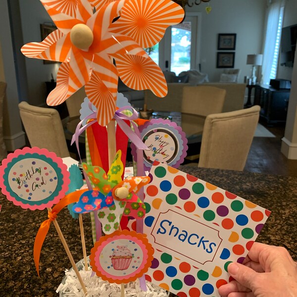 Cupcake Toppers for Instant Printing, Rainbow Confetti Cupcake Toppers ...
