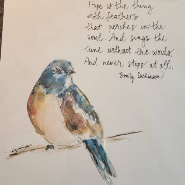 Hope is the Thing With Feather Emily Dickinson Quote Print, Bird Quote ...