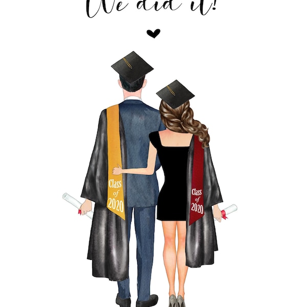 Personalised Couples Graduation Print, Graduation Gift for Boyfriend ...