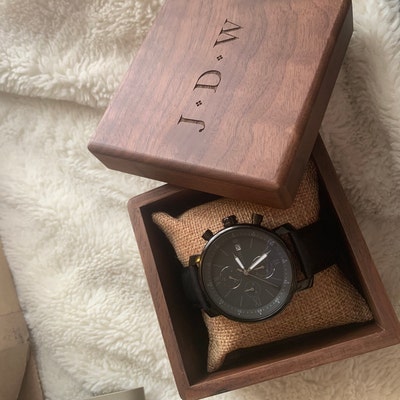 Metal Cufflinks & Tall Walnut Box SET Custom Wedding Gift - Etsy