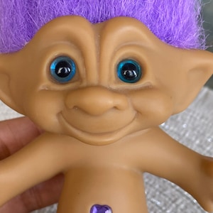 Vintage Ace Novelty Treasure Troll Doll, Purple Hair, Purple Diamond ...