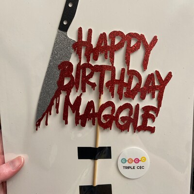 Horror Knife Cake Topper/horror Cake Topper/halloween Happy Birthday ...