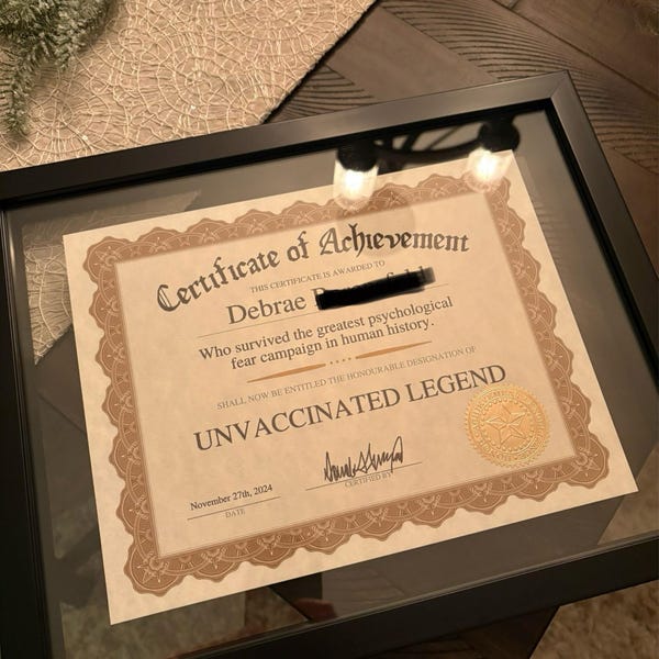 Customizable / Printable Unvaccinated Legend Certificate of Achievement ...