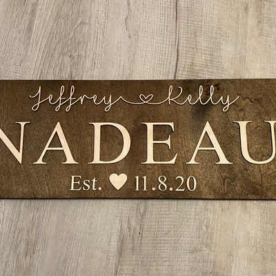 Custom Wooden Sign Personalized Wedding Gift Wedding Present 3D Last ...