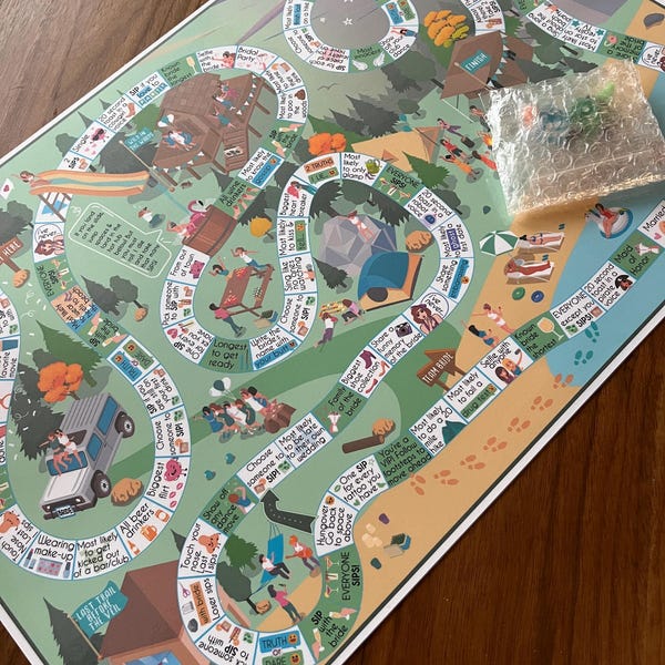 Camp Bachelorette Party Board Games, Hiking Mountain Camping Cabin Bach ...