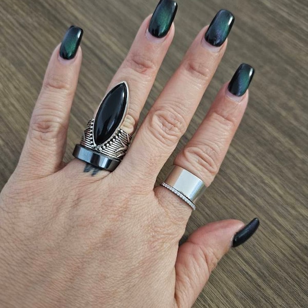 Genuine Black Onyx Ring Handmade Gothic Black Onyx Ring Unique Gift for ...