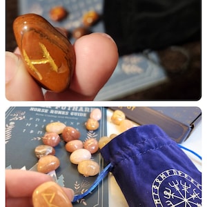Rune Stones Gift Set Includes 21 Page Guide Book and Free Satin Lined ...