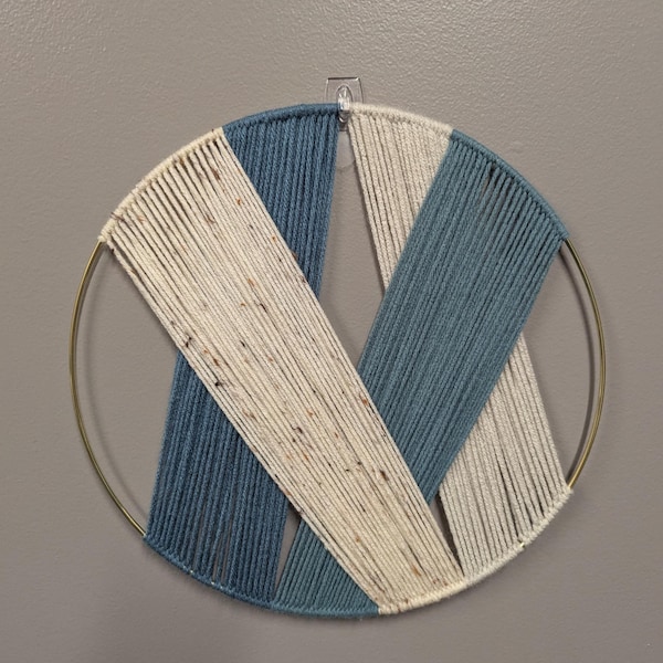 Ocean Cross Overlay Yarn Wall Hanging / Hoop Wall Decor / Macrame Wall ...