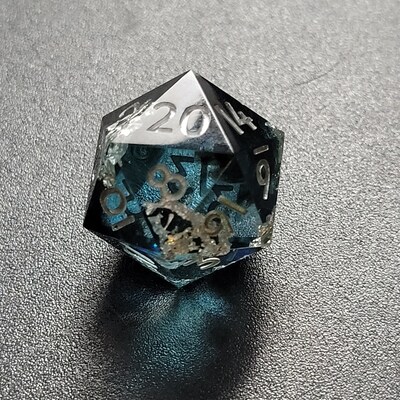 Coldhearted Icy Blue Gradient Handmade Resin Sharp Edge Dnd Dice Set ...