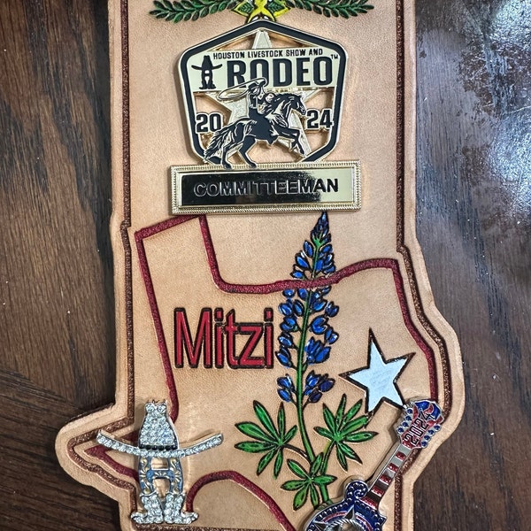 Leather Badge Holder - Personalized Rodeo Committee Badges - Custom ...