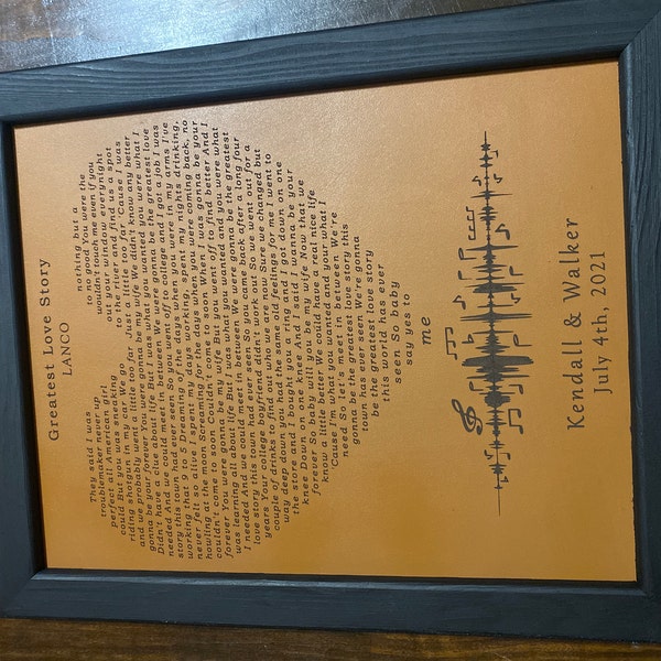 Handmade Leather Wedding Song Lyric Art Anniversary Gift for Him ...