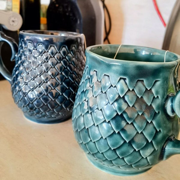 Ceramic Mug, Dragon Scale Mug, Handmade Pottery - Etsy