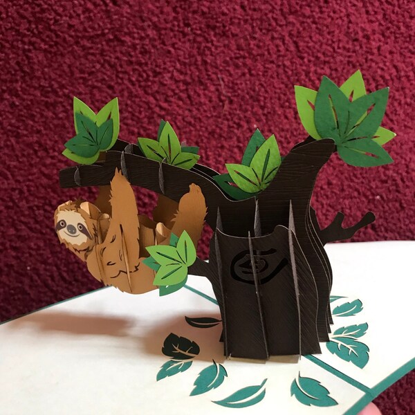 Sloth Pop up Card, 3d Sloth Birthday Pop up Card - Etsy