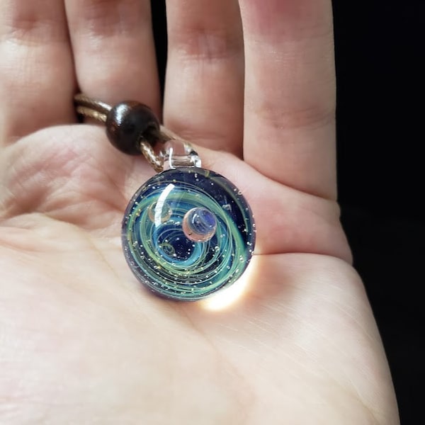 Twisted Space Glass Pendant, Unique Gift，spaceblown Glass Universe ...