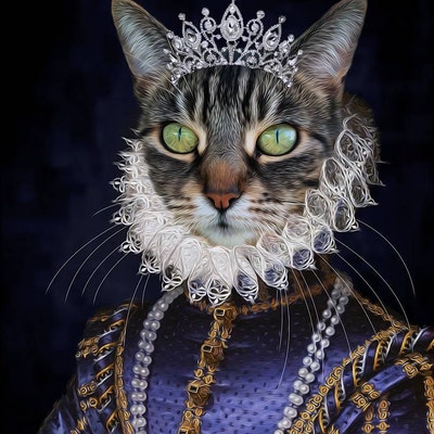 Custom Princess Dog Portrait, Custom Queen Pet Portrait, Custom Royal ...