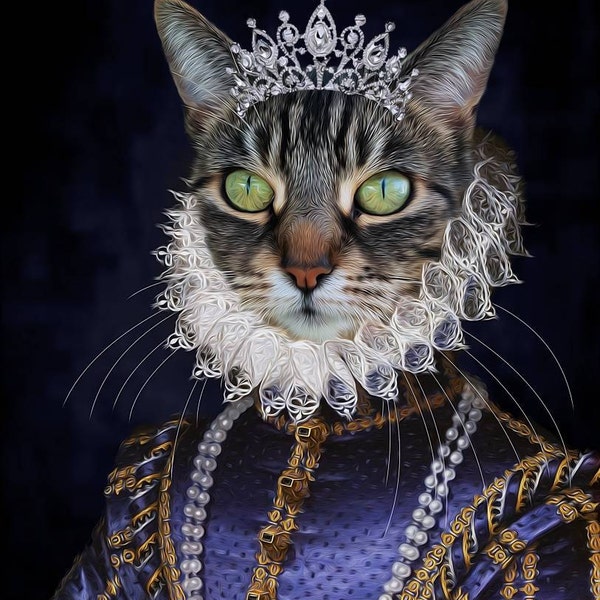 Custom Princess Dog Portrait, Custom Queen Pet Portrait, Custom Royal ...