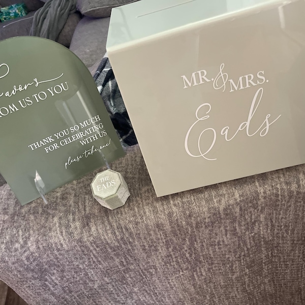 Acrylic Card Box With Lock + Key | Personalized Raised Text Card Box ...