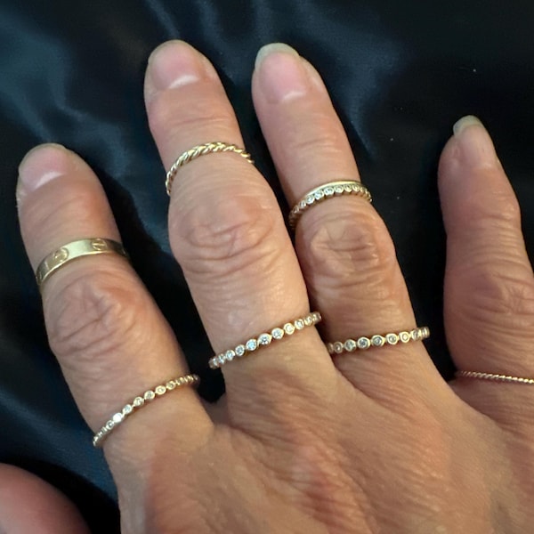 Round Cut Full Eternity Men's & Women's Wedding Band14k Gold Lab Grown Diamond Stacking 3 Row ...