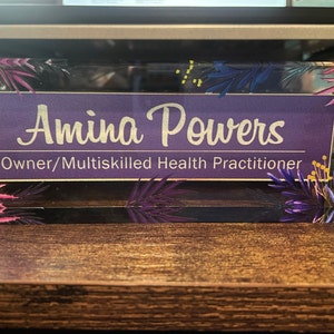 Personalized Desk Name Plate for Office Desk Gold Stripe Design on ...