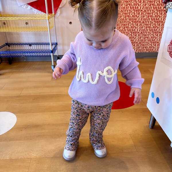 Custom Number Baby Sweater, Toddler Sweater, Embroidered Number Sweater ...