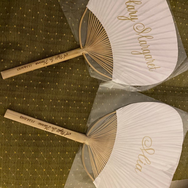 White Paper Paddle Fans - Engraving and Printing Options Available - Etsy