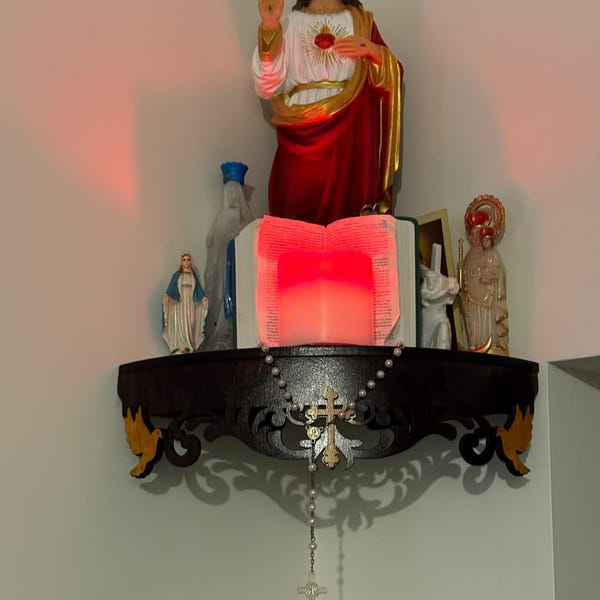 Wooden Corner Altar Corner Shelf Display Altar Christian Catholic ...