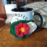 Crochet Snowflake Flower Mug Cozy Pattern: Poinsettia Cup Sleeve (PDF ...