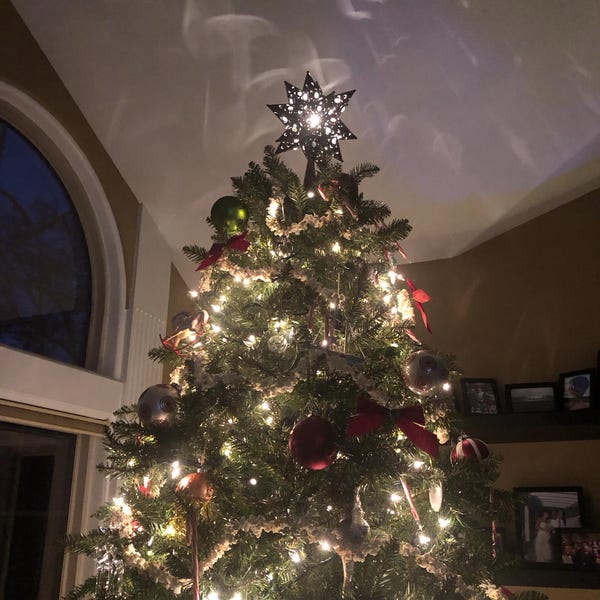 Tin Punched Handmade Star Tree Topper Handmade Brown With Clear Marbles ...