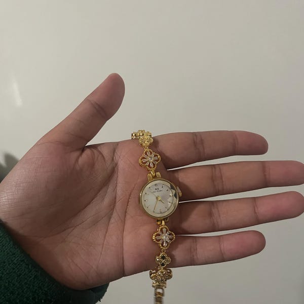 Red Four Leaf Flower Women Wrist Watch,vintage Gold Watch,gold Watch ...