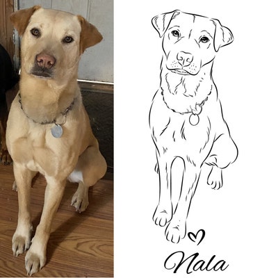Custom Dog Outline, Dog Portrait INK, Pet Tattoo Commission, Line Art ...