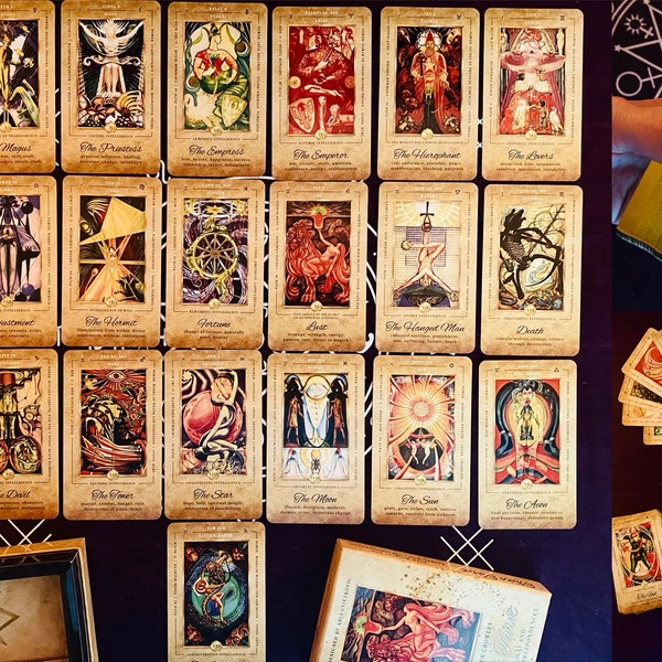 Thoth Tarot Set, Mini Thoth Tarot Cards Thoth Tarot Mat, Crowley Tarot ...