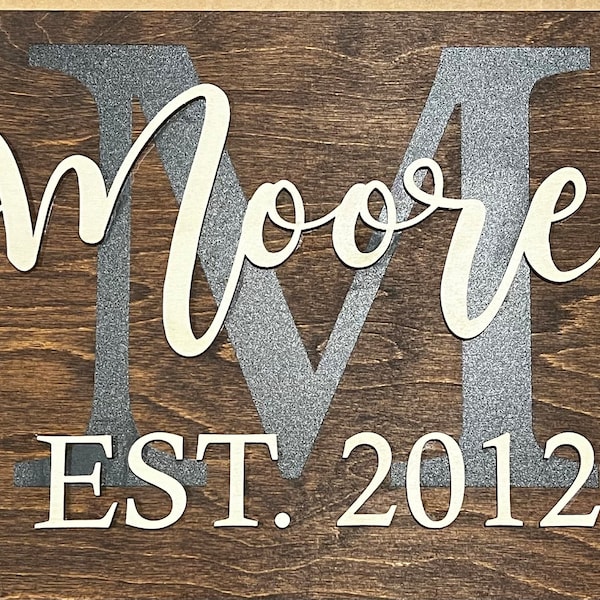 Monogram Sign: Last Name Wall Decor - Personalized Wedding Gift - Etsy