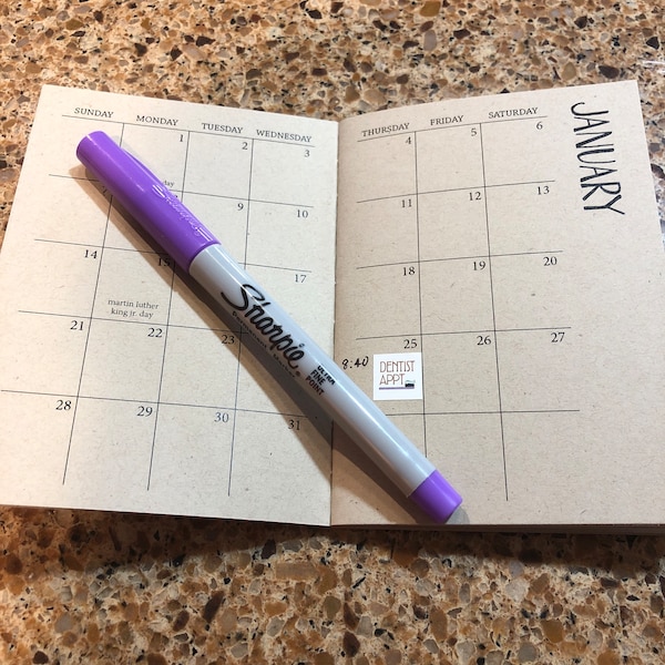 Mini Kraft Monthly Planner - Start Any Month - Etsy