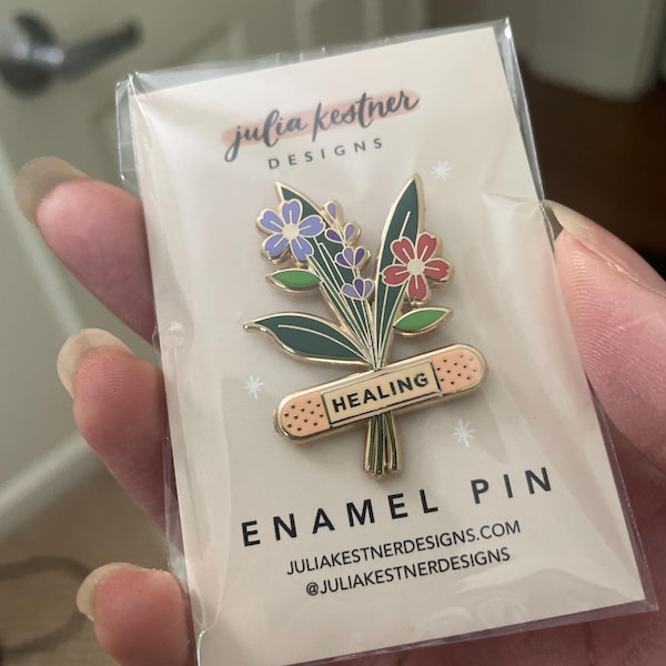 Healing Enamel Pin | Floral Enamel Pin | Mental Health | Self-care ...