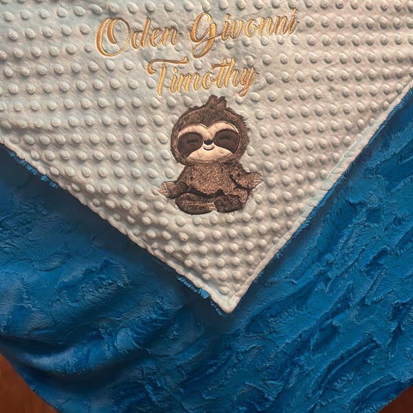 Sloth Baby Blanket, Sloth Baby Shower Gift, Boy Minky Baby Blanket ...