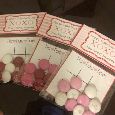 Valentine's Day Card Tic Tac Toe Treat Bag Topper Pink & Red Printable ...