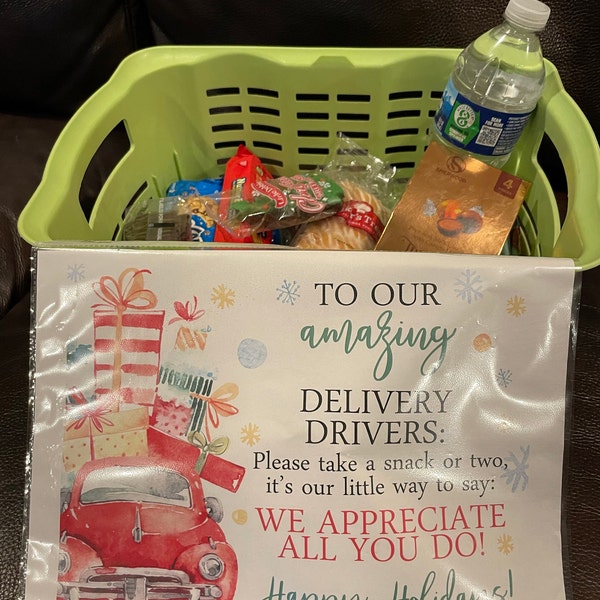 Snacks for Delivery Drivers, PRINTABLE Sign, Red Truck With Tree ...