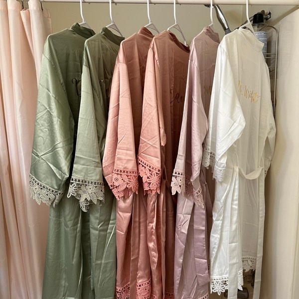 Silk Lace Robe Embroidery, Bridesmaid Robe Bridal Party Robes ...