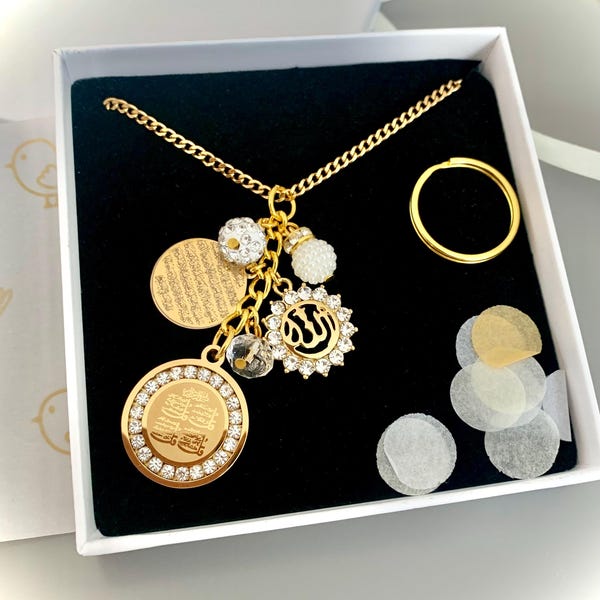 Car Mirror Hanging Charm, Ayatul Kursi, Allah, 4qul Charm, Protection ...