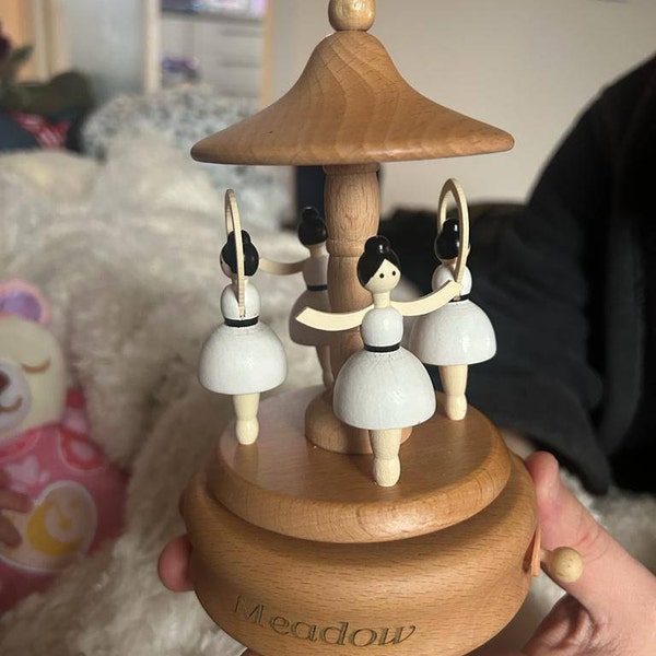 Personalised Ballerina Musical Carousel Wooden, Christmas Music Box ...