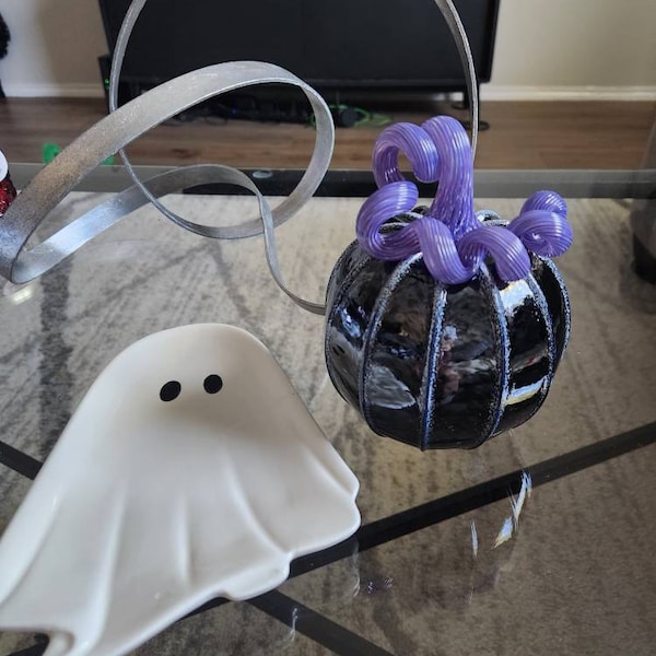 Purple Licorice Halloween Decor Hand Blown Glass Pumpkin and ...