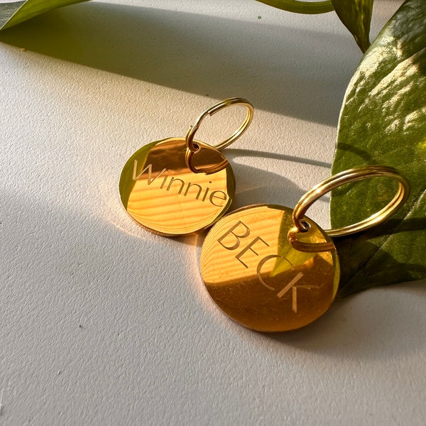 Personalized Gold Dog Tag Custom Engraved ID for Dogs Microchip ...