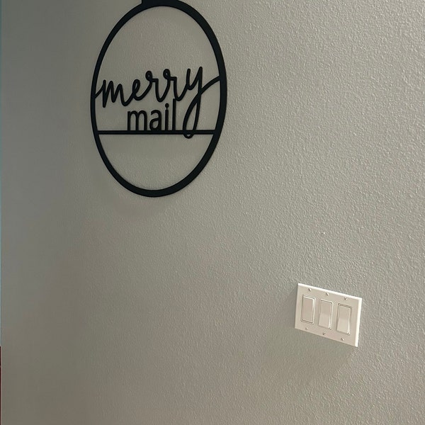 Merry Mail Christmas Metal Sign, Christmas Card Photo Holder, Holiday ...