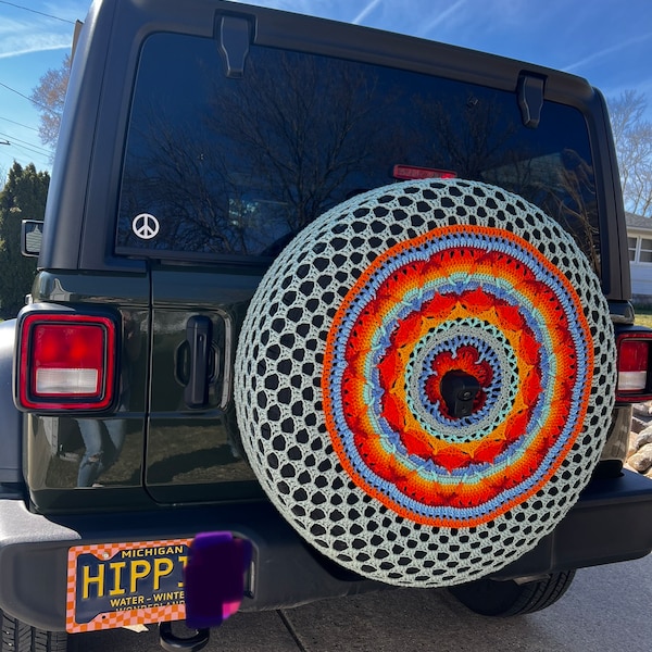 Radiating Jewel Crochet Spare Tire Tyre Cover - Etsy