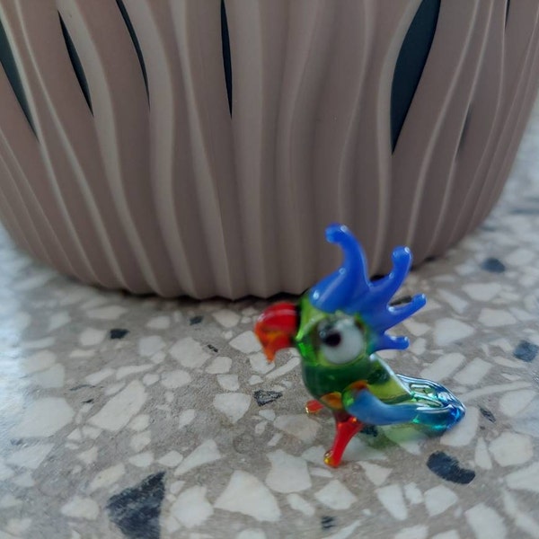 Miniature Glass Parrot Figurines, Miniscule Glass Animals, Murano Glass ...